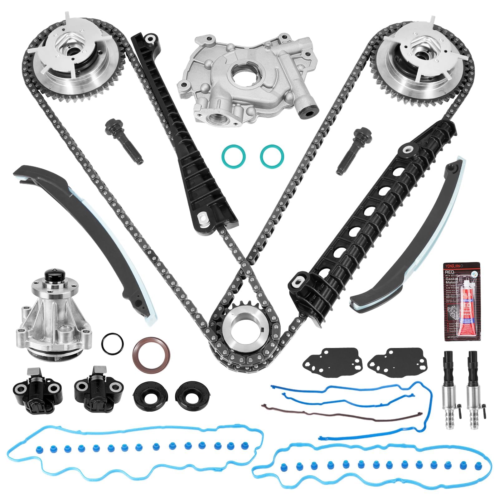 TEMSONE 5.4L Engine Timing Chain Kit with Oil/Water Pump Compatible ...
