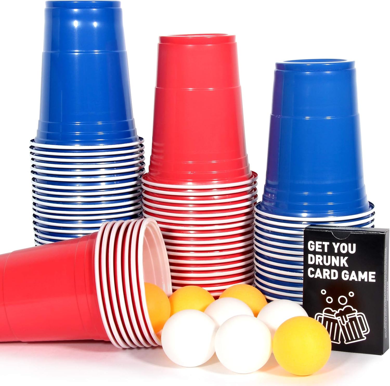 Upchase Beer Pong Cups Set, (with Game Cards) Party Cups, Drinking Cups ...