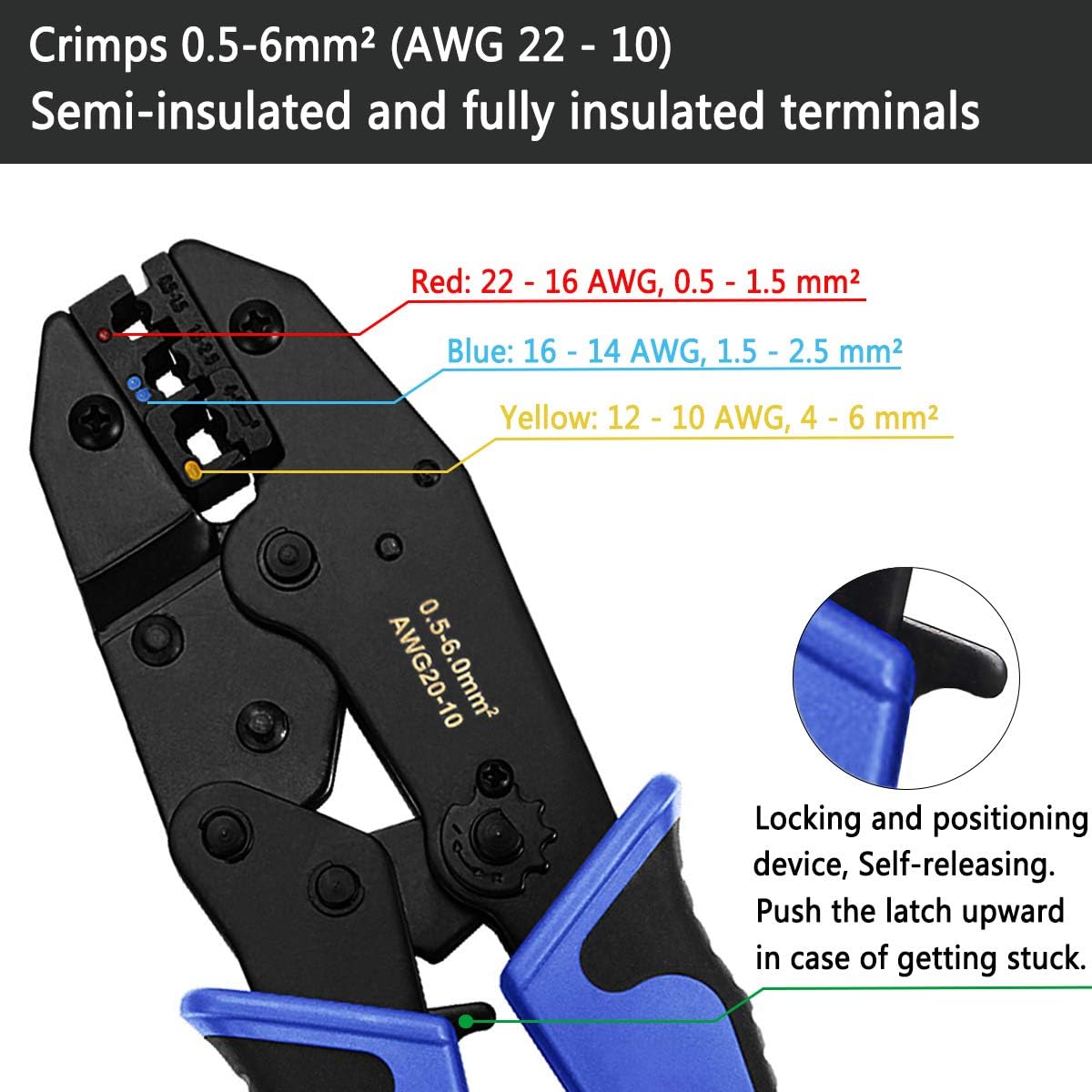 Plustool Crimping Pliers Insulated Ratcheting Wire Terminals Crimping ...
