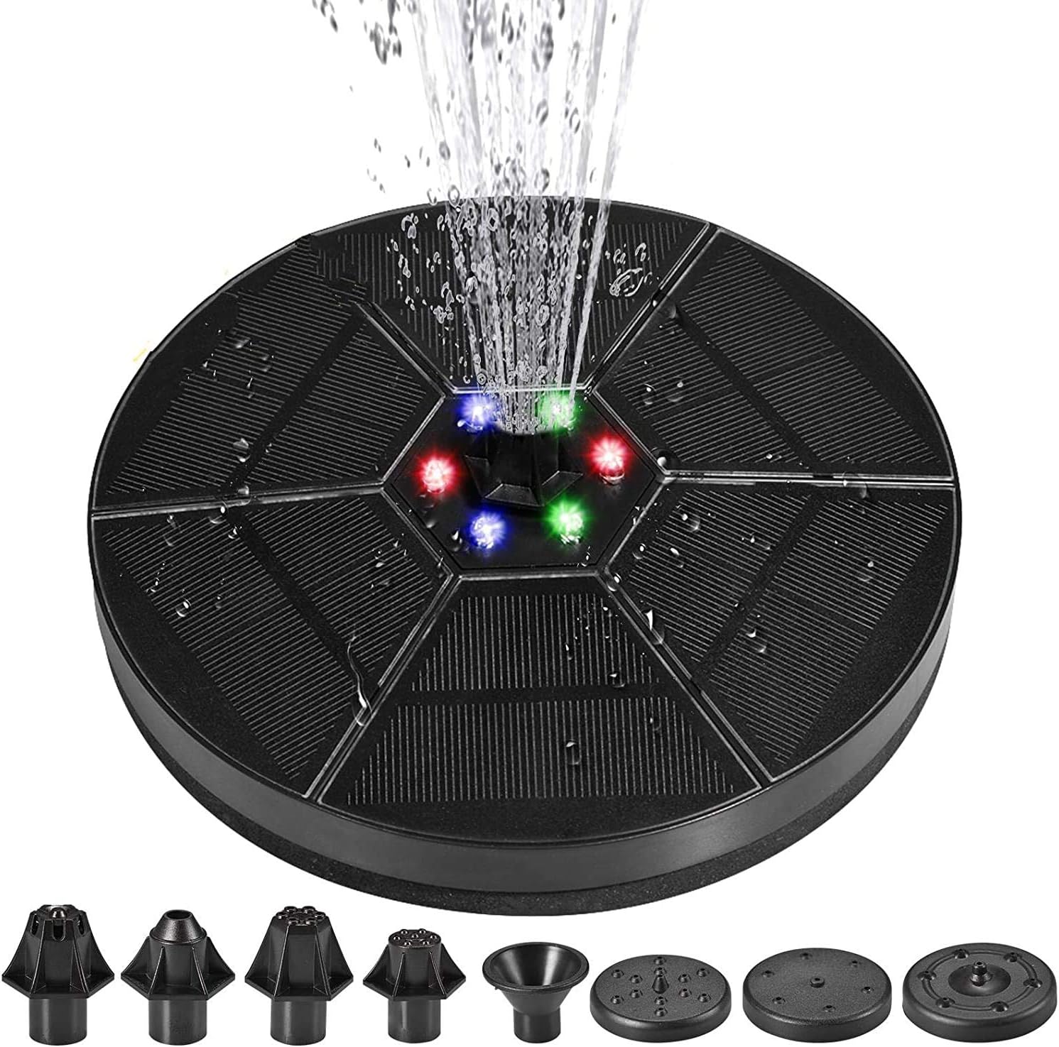 Solar Fountain Pump with LED Lights, New Upgraded 3.5W Solar Powered ...