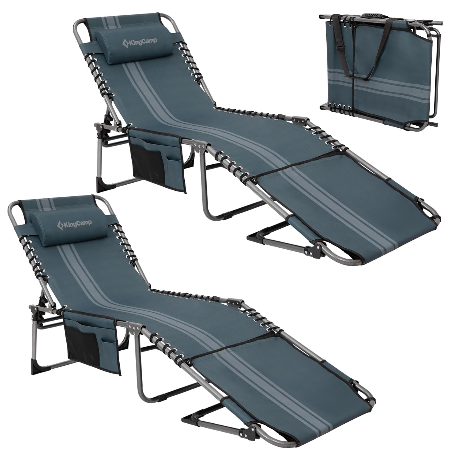 KingCamp 2 Pack Tanning Chair with Face Hole, Lounge Chairs Outdoor ...