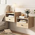 Floating Nightstand Set of 2 Modern Night Stands with Drawer and Open ...