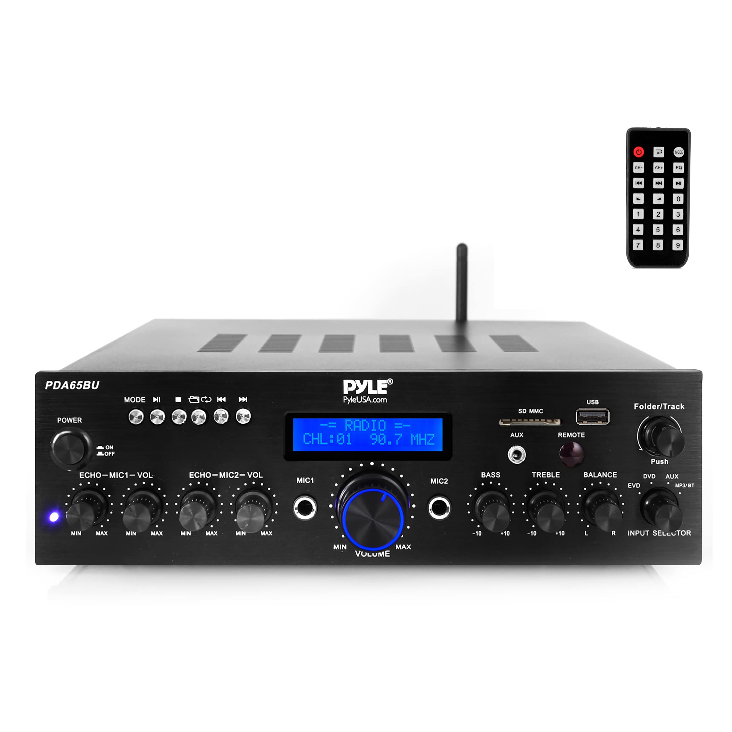 Pyle Wireless Bluetooth Power Amplifier System - 200W Dual Channel Sound Audio Stereo Receiver w ...