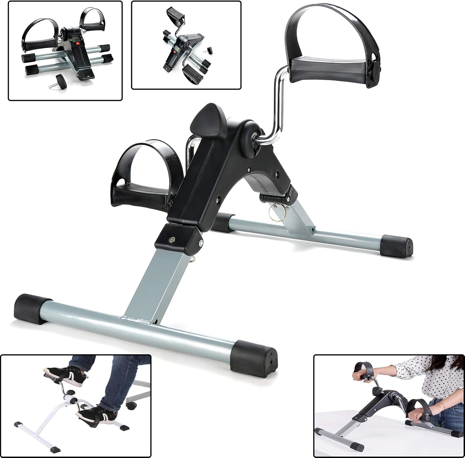 Coldshine Folding Mini LCD Exercise Bike Portable Arm Home Pedal ...
