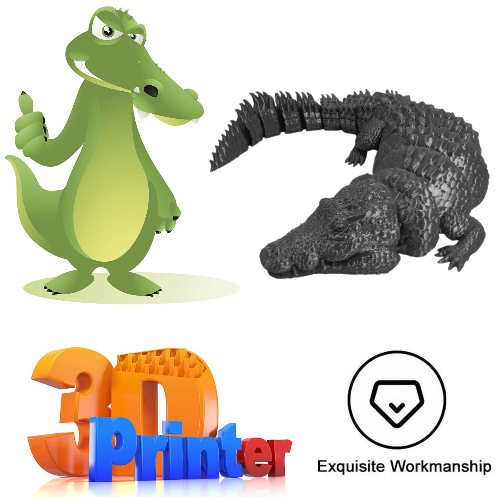 Mua Alligator Toy 3D Printed Articulated Crocodile, 3D Printed Toys ...