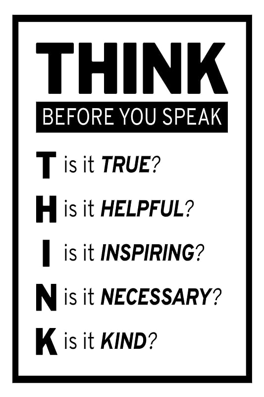 Amazon.com: THINK Before You Speak - Motivational Classroom Poster or ...