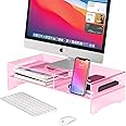 Amazon.com: HEWYIOS Pink Acrylic Monitor Stand Riser, 2-Tier computer ...