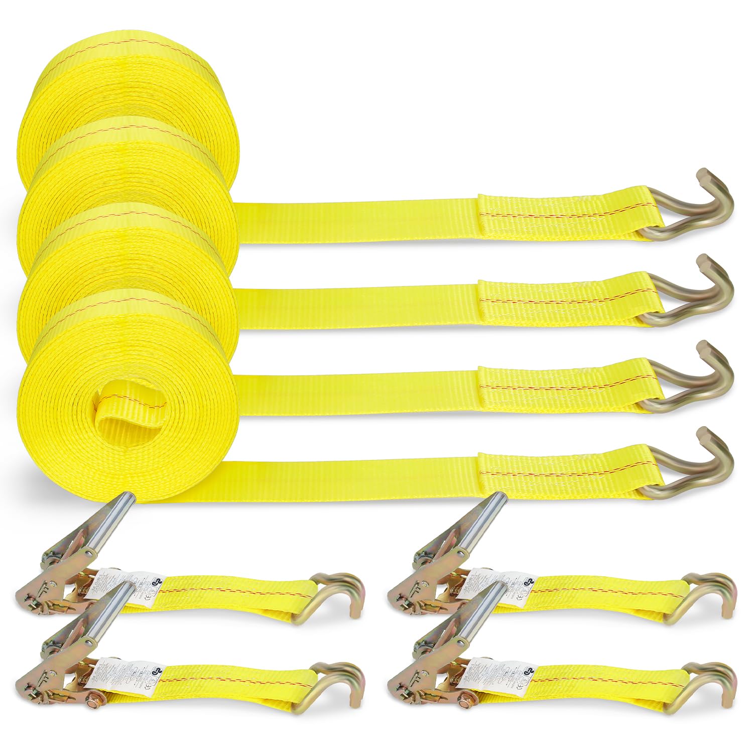 4 Pack 2" x 27' Ratchet Strap Heavy Duty Tie Down Straps with Aluminum ...