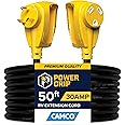 Amazon.com: Camco PowerGrip 50-Ft 30-Amp Camper/RV Extension Cord - Standard 30-Amp Male & 30 ...