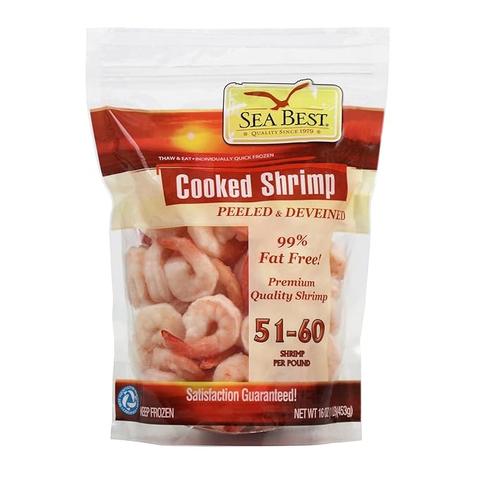 Sea Best 51/60 Cooked Peeled and Deveined Shrimp, 16 Ounce: Amazon.com ...