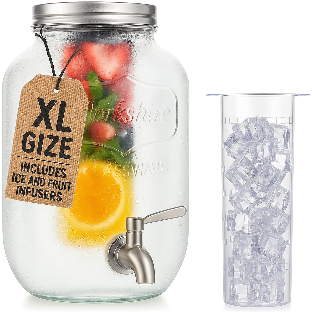 2 Gallon Extra Large Iced Beverage Dispenser with Ice & Fruit Infusers ...