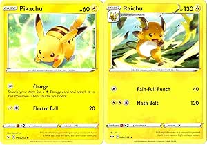 Amazon.com: Pokemon Sword & Shield Evolution Set - Raichu & Pikachu ...