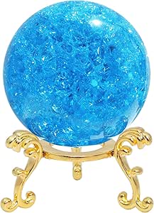 Amazon.com: LONGWIN 60mm Ice Cracked Crystal Ball Decorative Glass Ball ...
