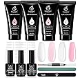 Amazon.com : Beetles Poly Nail Extension Gel Kit Clear White Pink 1OZ ...