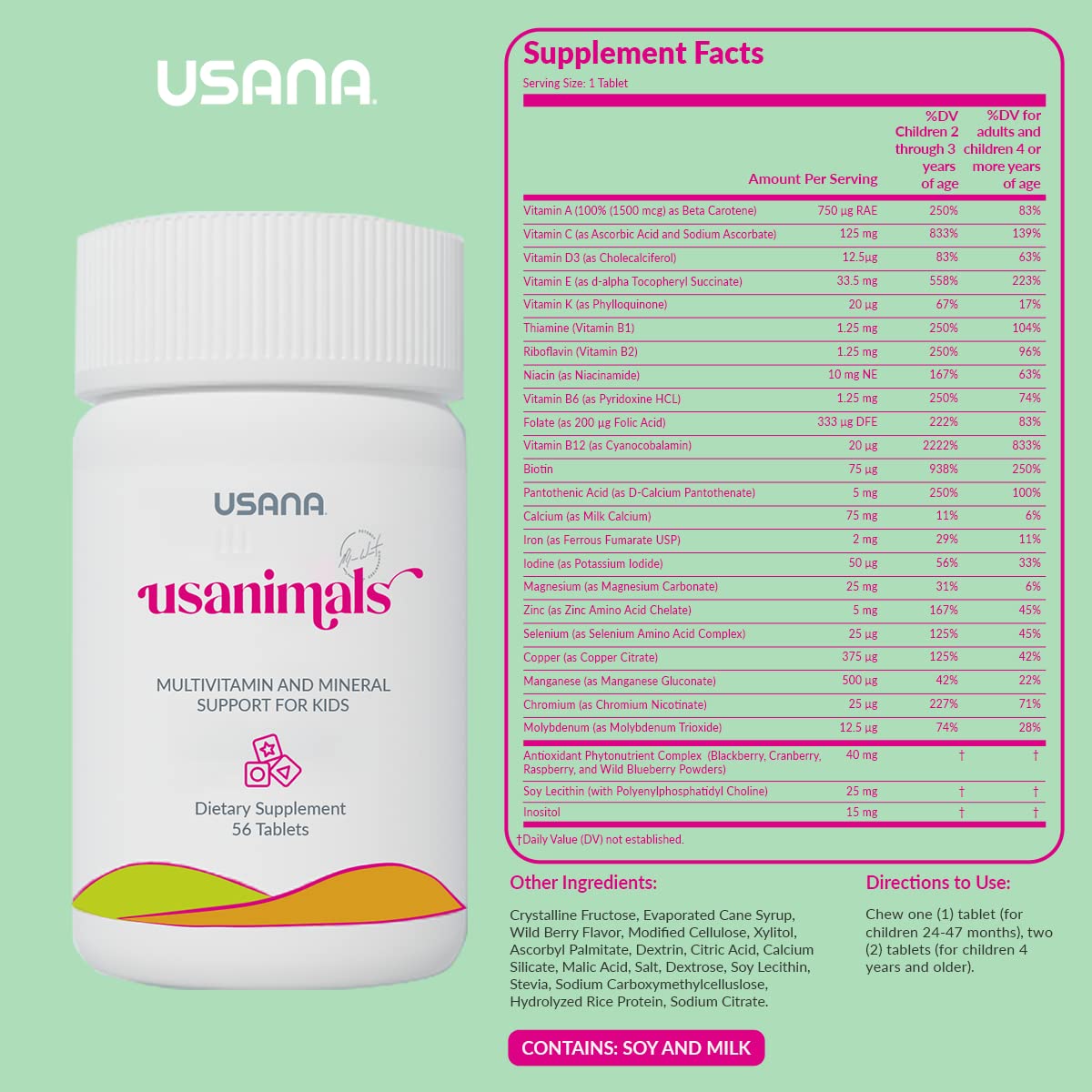 Mua USANA Usanimals Multivitamin for Kids - Daily Chewable Tablets with ...