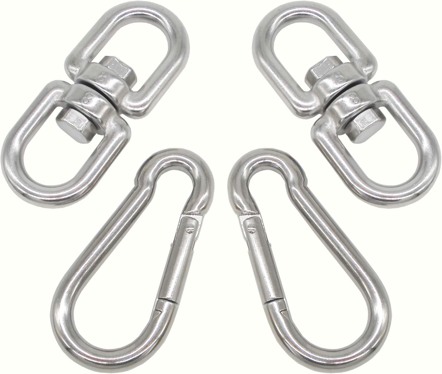 Amazon.com: M8 Stainless Steel Double Ended Swivel Eye Hooks Ring ...