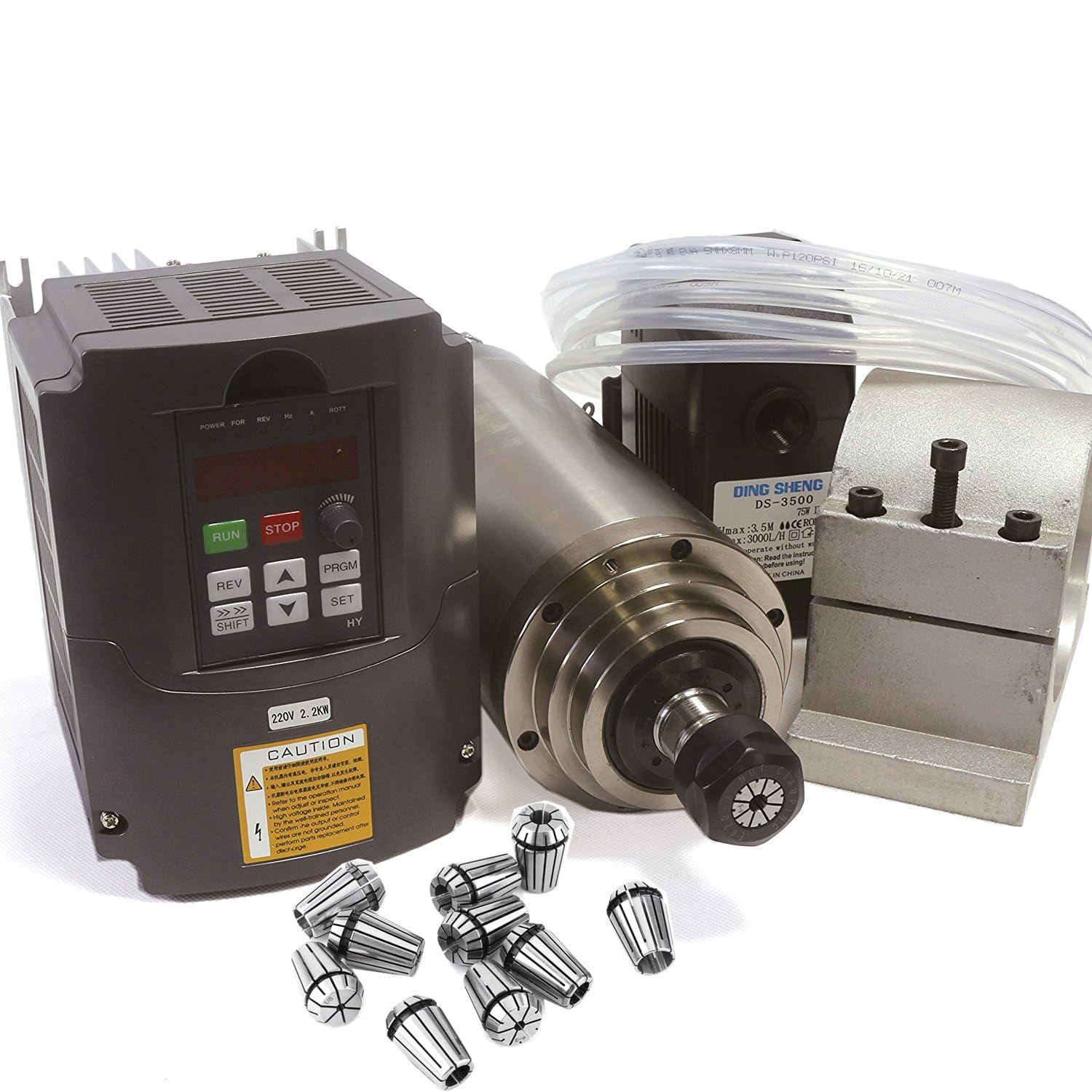 RATTMMOTOR VFD CNC Spindle Motor Kits 2.2KW 220V Water Cooled Spindle Motor Φ80mm ER20 400Hz ...