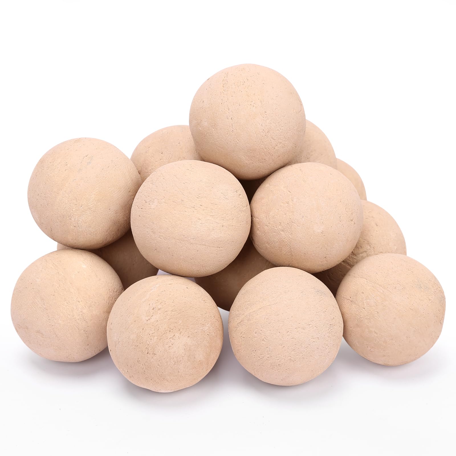 Uniflasy Ceramic Fireball, 3" Beige Round Fire Stones for Indoor ...