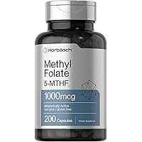 Amazon.com: Methyl Folate 1000 mcg | 200 Capsules | 5-MTHF | Folic Acid Supplement | Non-GMO ...