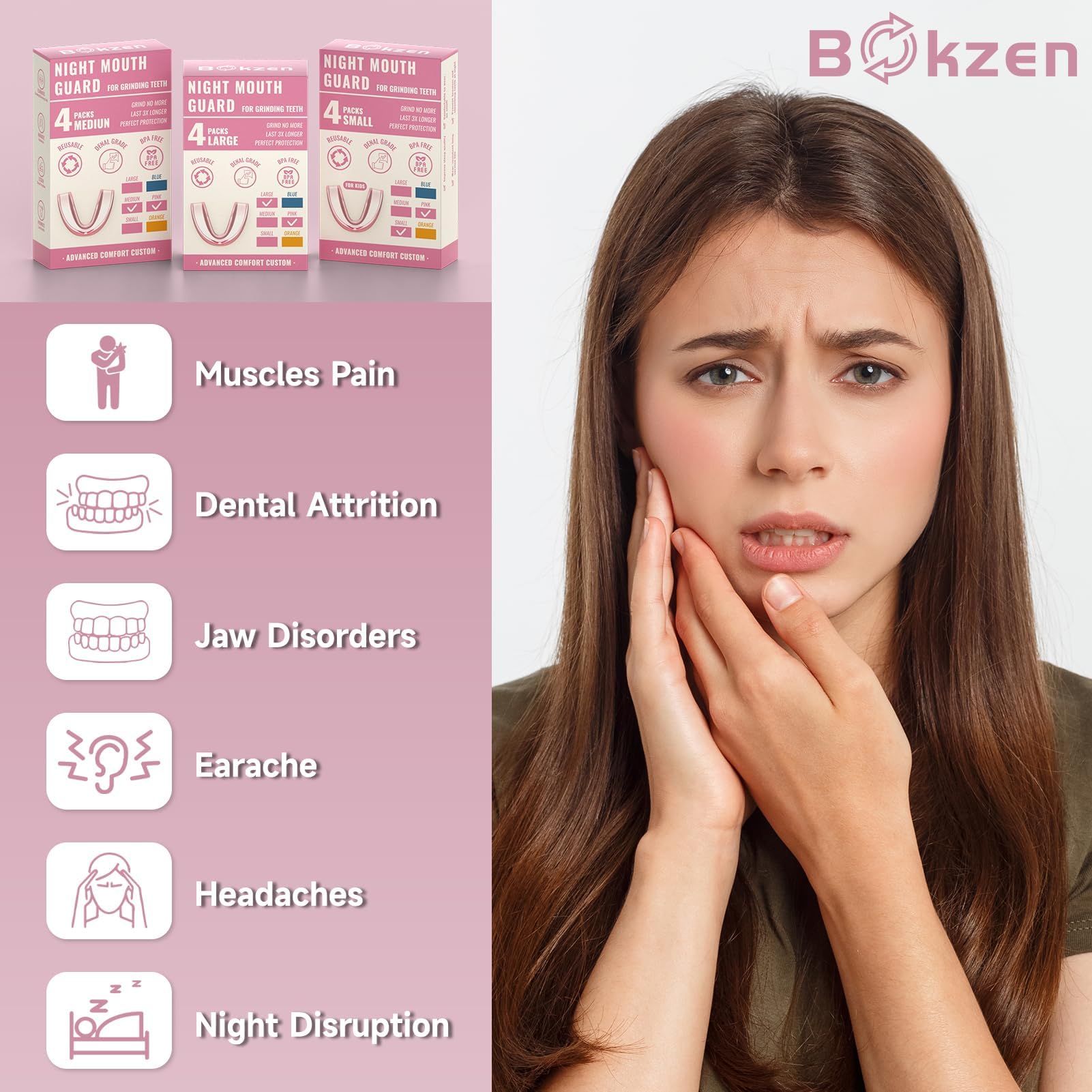 Mua 4 Pack Pink Night Guard for Women Teeth Grinding, Medium Size ...