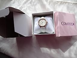 COMTEX Ladies Watches Rose Gold Tone with White Leather Strap Fashion ...