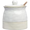 Amazon.com: Creative Co-Op White Stoneware Sugar Lid Pot : Home & Kitchen