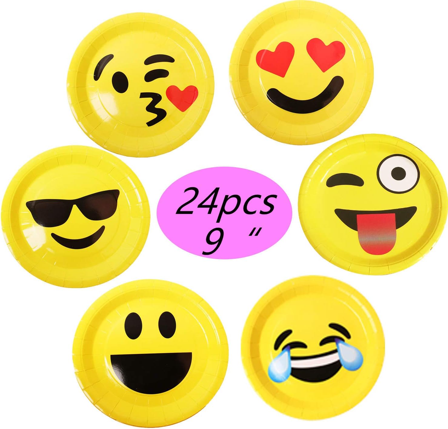 Smile Face Party Supplies 164ct Paper Plates 7″ and 9″ Paper Cups ...