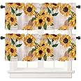 Amazon.com: 2 Pack Sunflower Valances for Window, Retro Flower Curtains ...