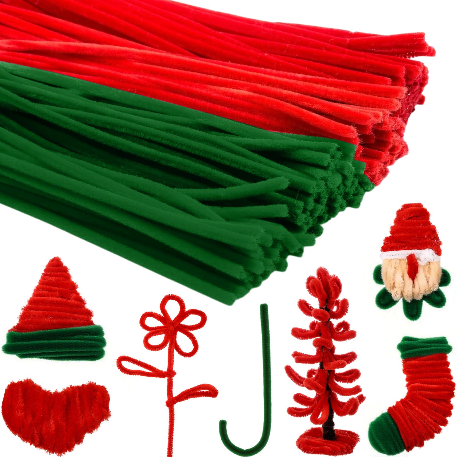 RoundFunny 100 Pcs Extra Long Pipe Cleaners Chenille Stem 6 mm x 24 ...