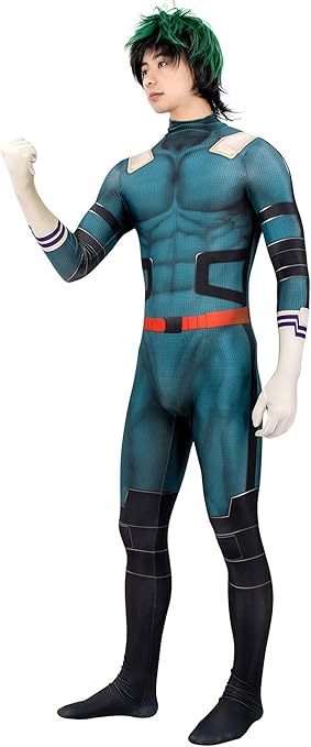 C-ZOFEK Deku Midoriya Izuku Cosplay Costume 3D Printed Green Jumpsuit ...