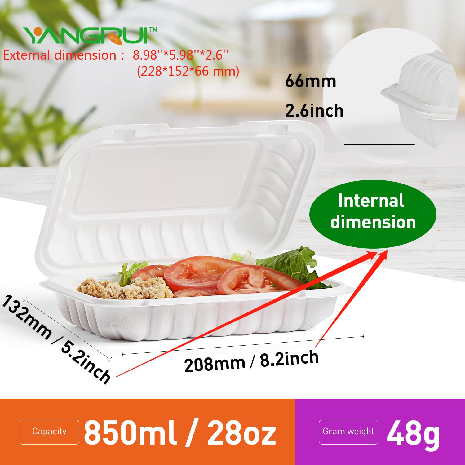 Mua YANGRUI Clamshell Food Containers, Shrink Wrap 50 Pack 9 x 6 Inch ...