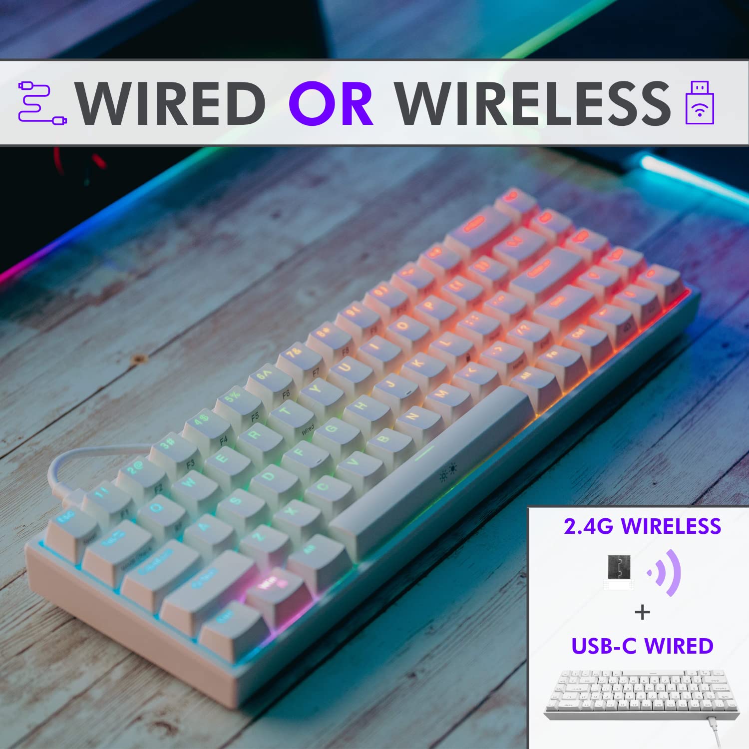 Mua Tilted Nation 65% Percent Keyboard White - Compact Hot Swappable Mechanical Keyboard - Dual ...