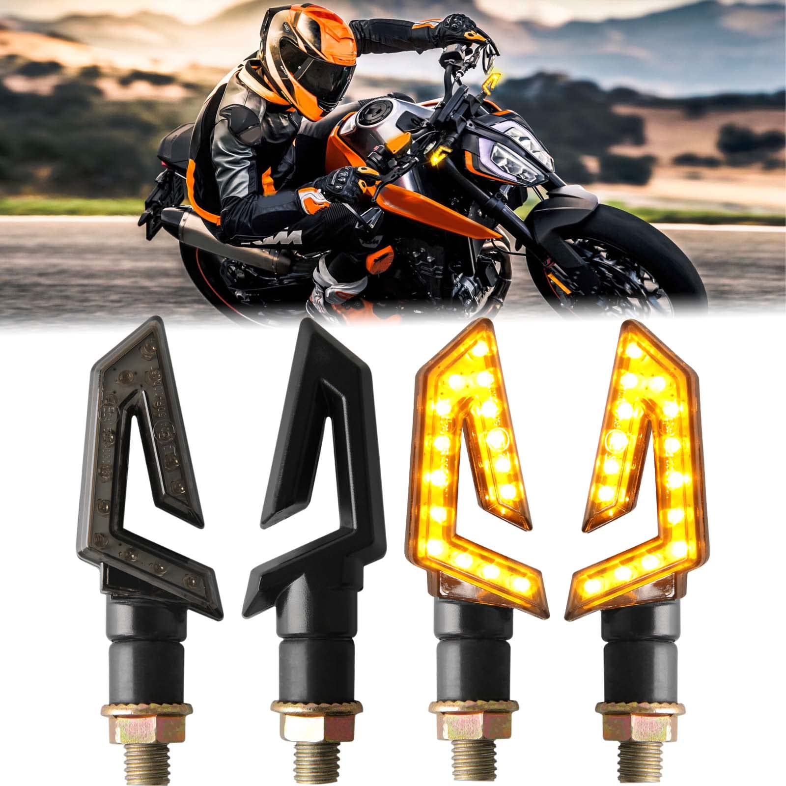 Mua JMTBNO 4PCS Arrow Motorcycle Turn Signals Lights Universal 15 LED ...