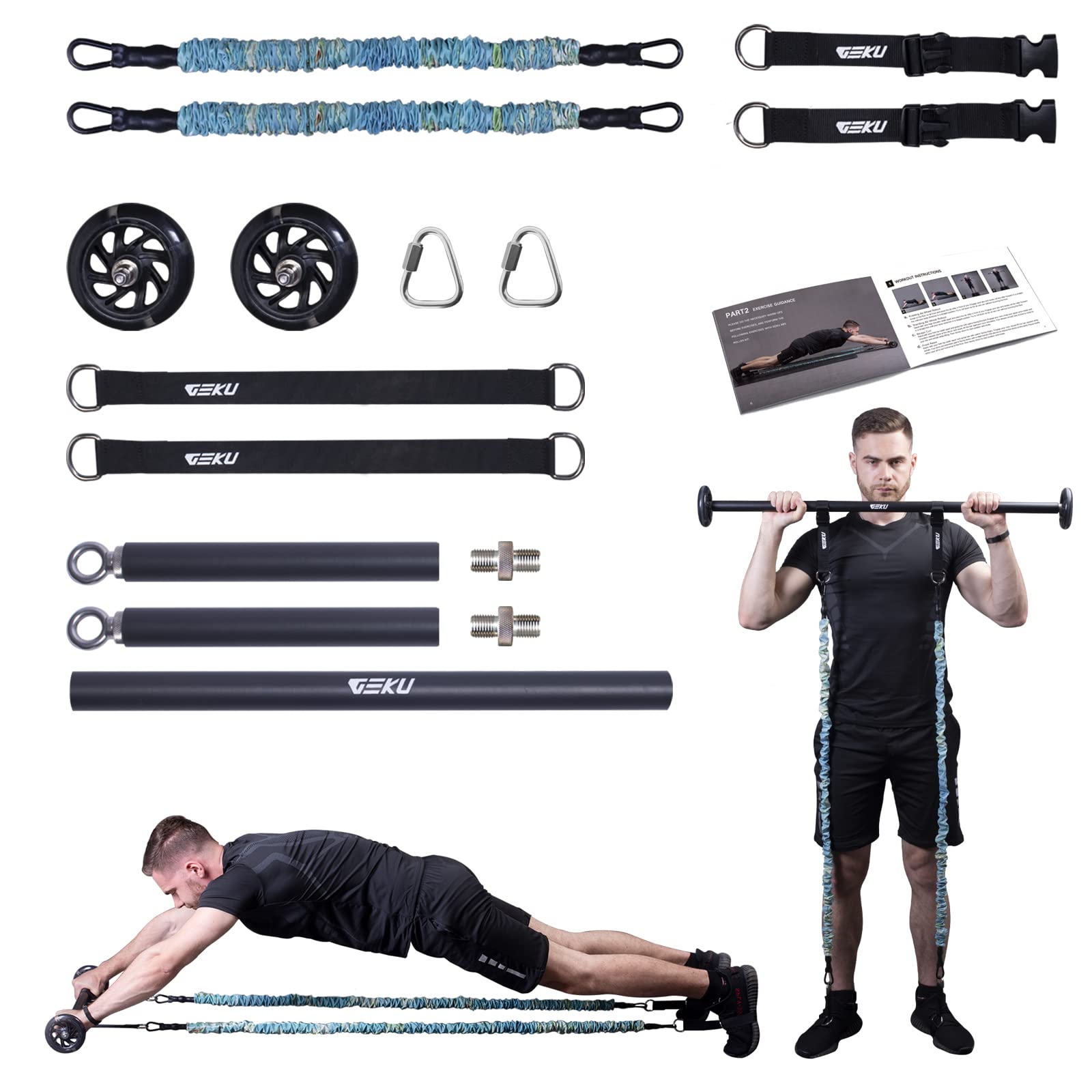 Mua GEKU FIT Resistance Band Bar, Length-Adjustable Detachable Heavy ...