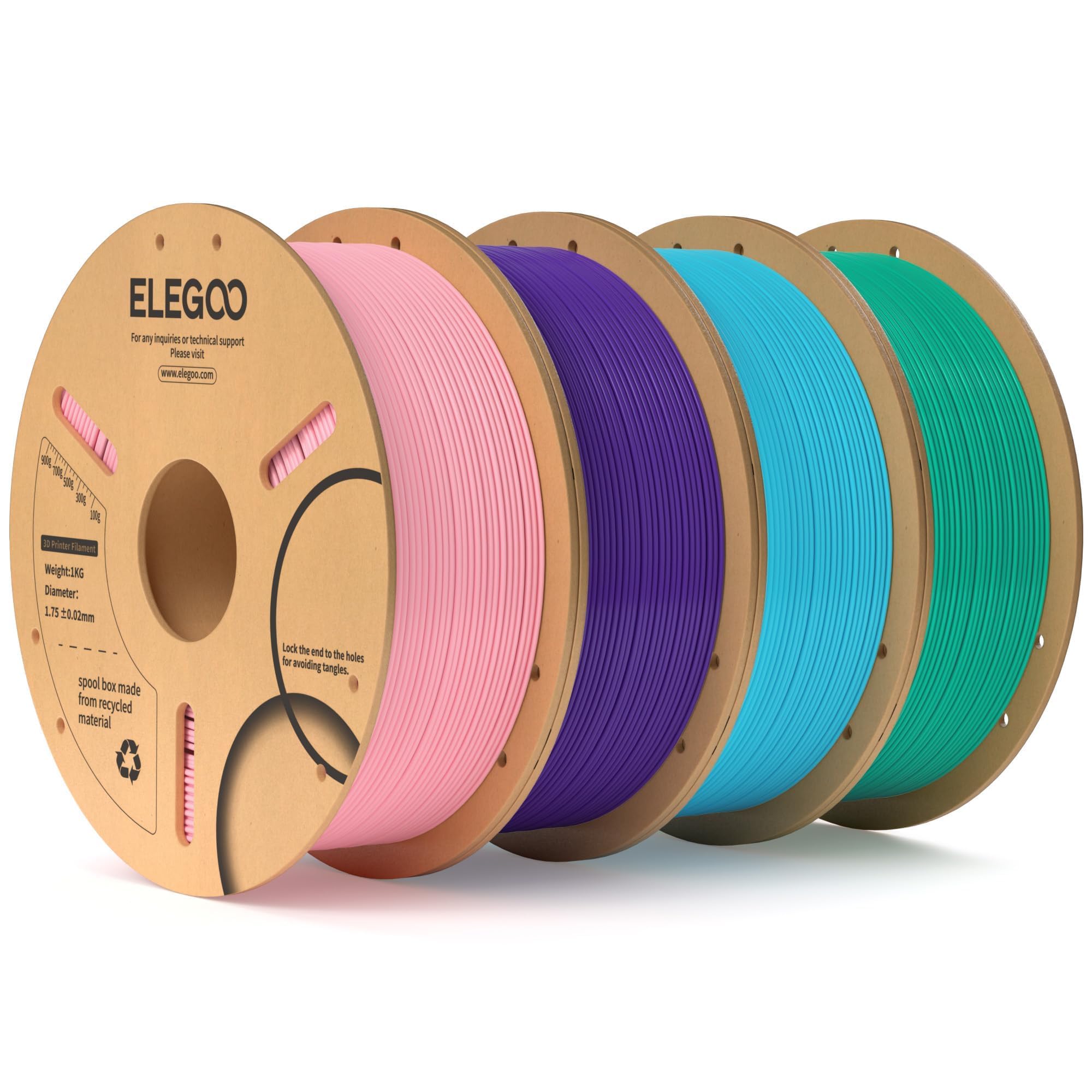 ELEGOO PLA Filament 1.75mm Bundle 4KG, 3D Printer Filament Bulk ...