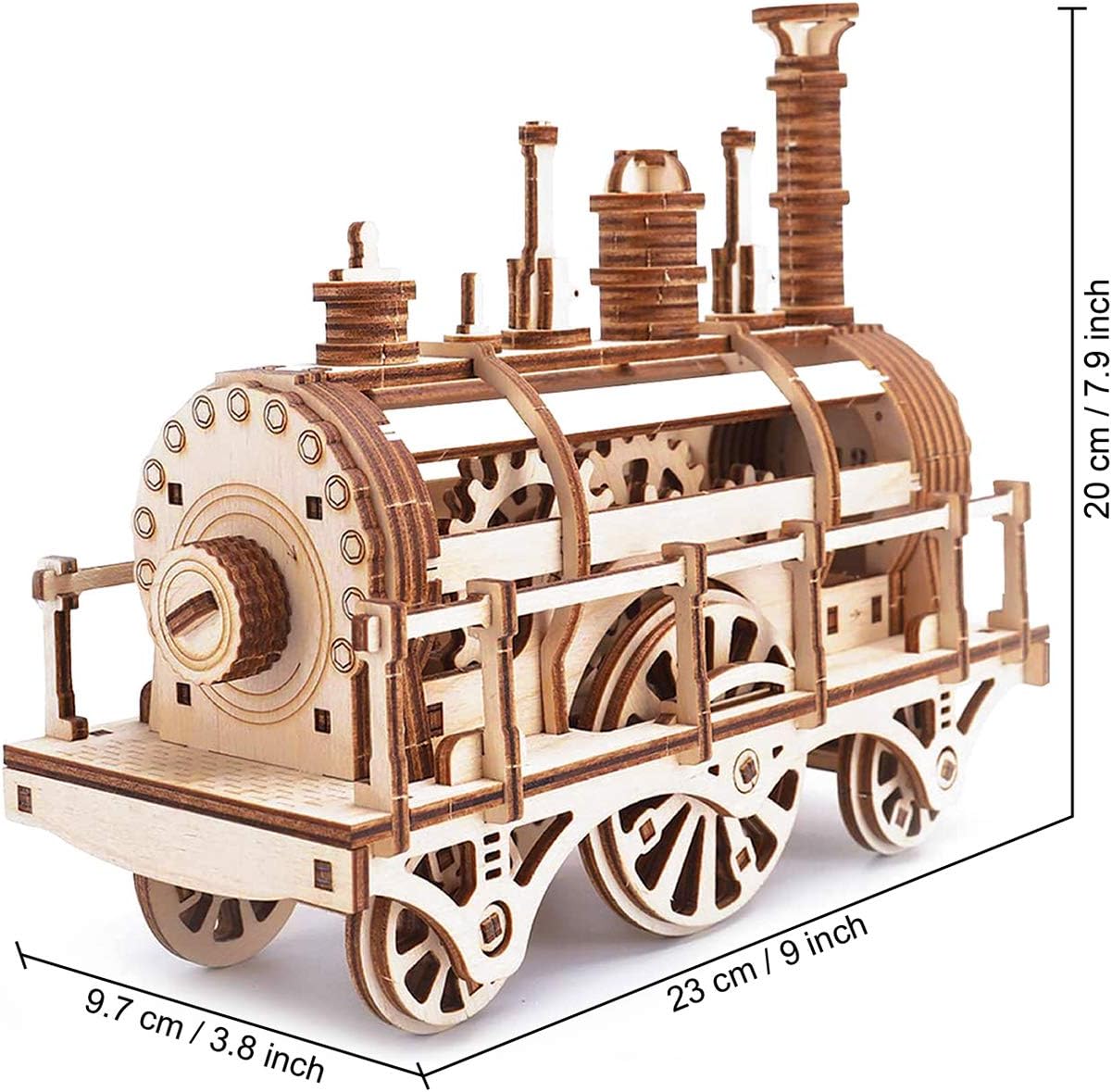 GuDoQi Wooden Model Kits for Adults to Build, Mechanical Steam Locomotive with Track, Train ...