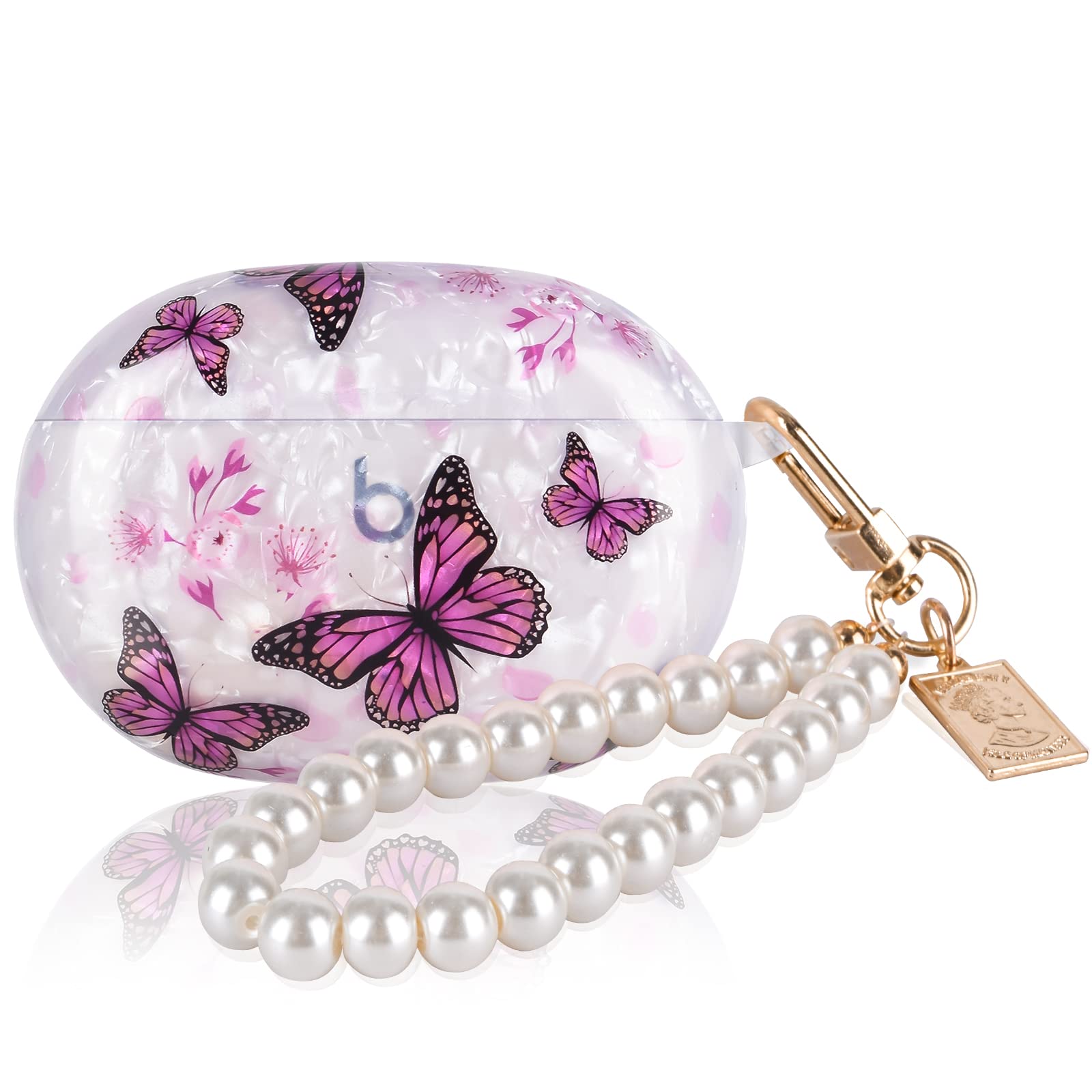 Butterflies Marble Shell Design for Beats Studio Buds Case with Pearl ...