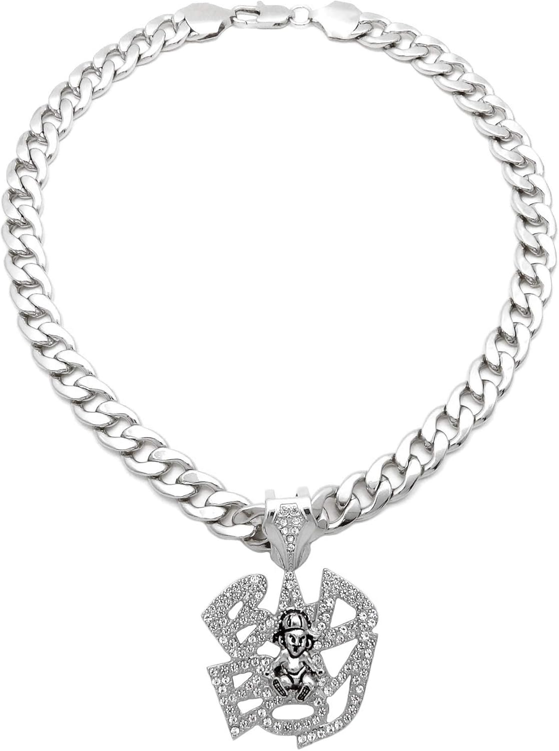 Amazon.com: SJ ICED Out Bad BOY Pendant 11mm/20 Cuban Chain Hip HOP ...