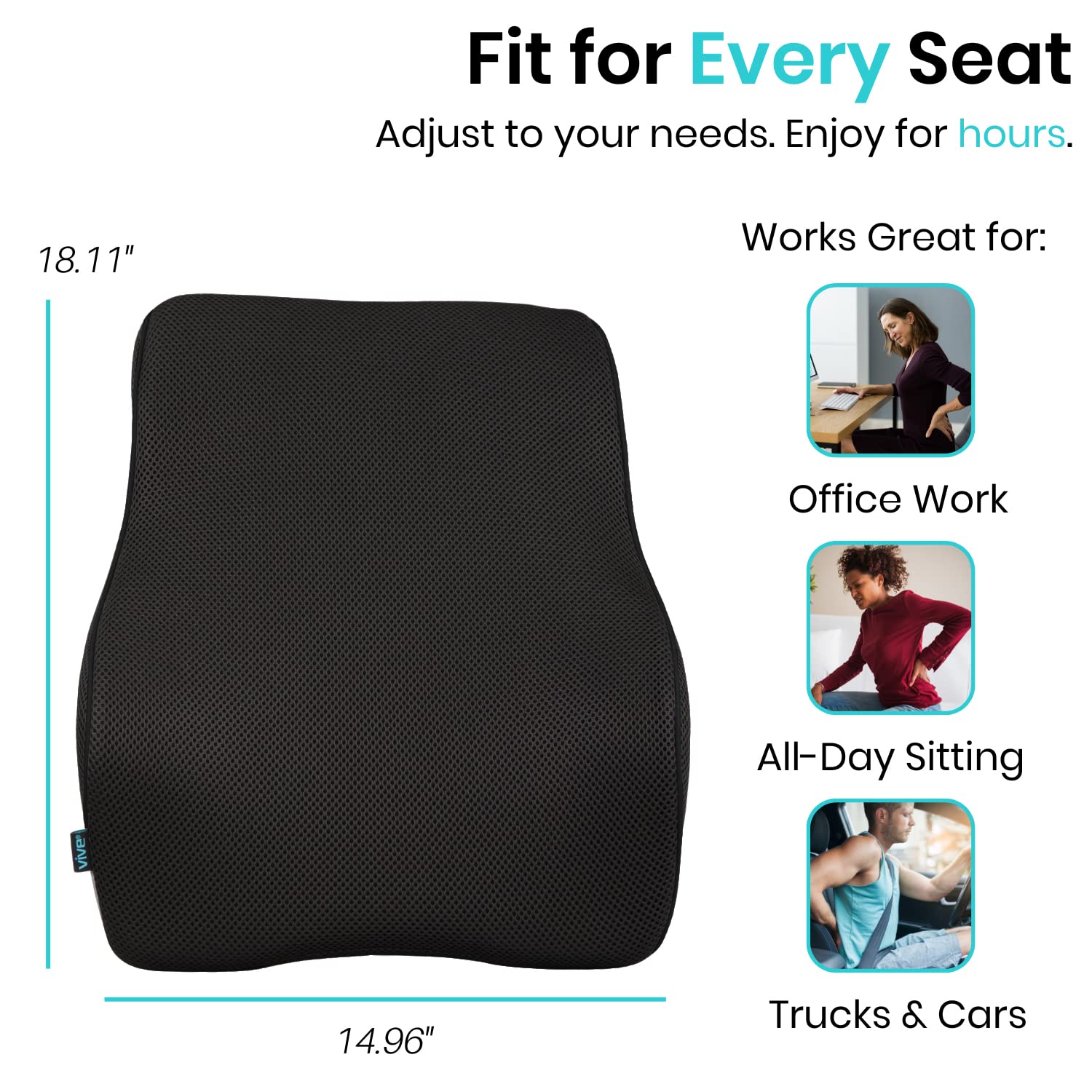 Mua Vive Full Lumbar Pillow - Memory Foam Contour Support Cushion for ...