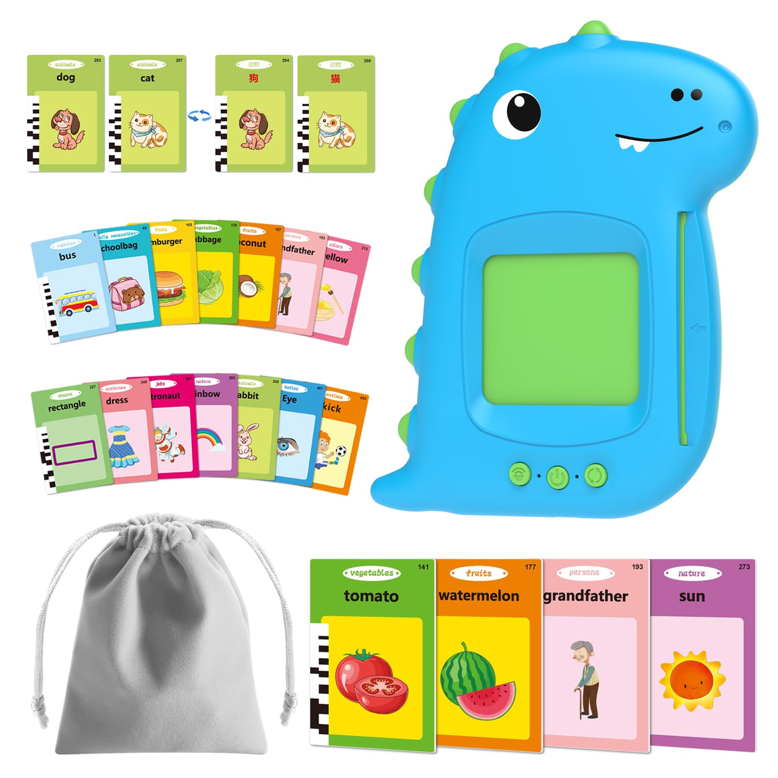 Jeedoo Talking Flash Cards, Flash Cards for Kids-Vehicles, Food, Colors ...