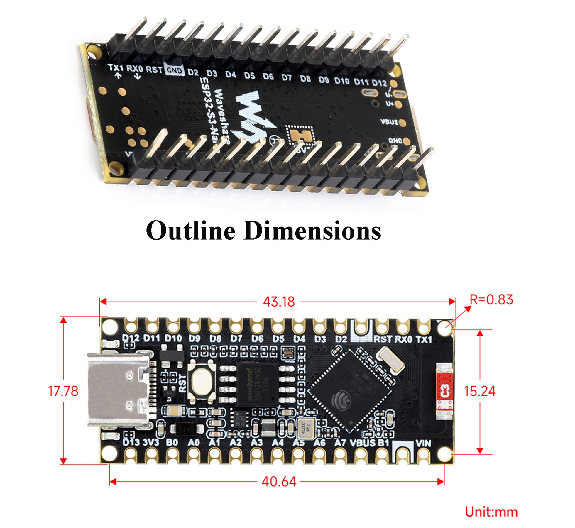 Mua ESP32-S3-Nano Microcontroller Development Board with Pre-Soldered Header, Based on ESP32 ...