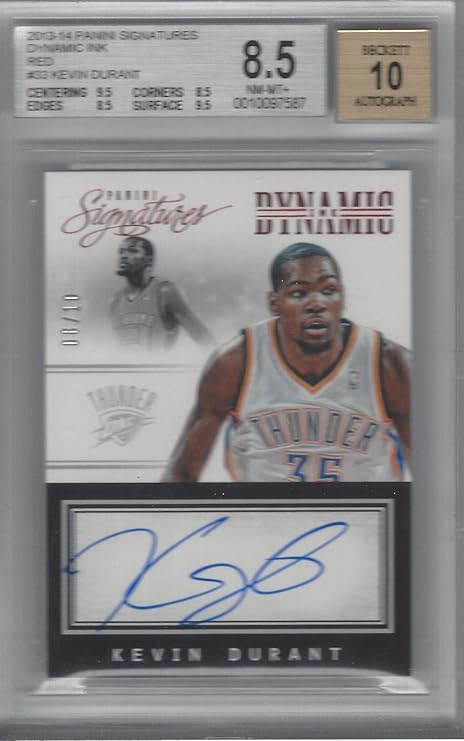 Kevin Durant 2013-14 Panini Signatures Dynamic Ink Red 8/10#33 Bgs 8.5 ...