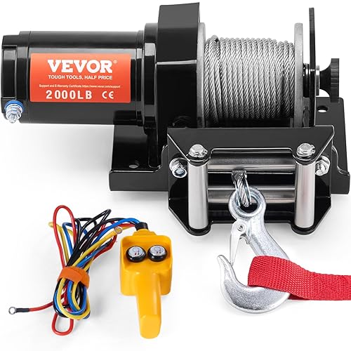 VEVOR ATV Winch, 2000 lb Electric Winch, 12V Small ATV UTV Winch with 5 ...