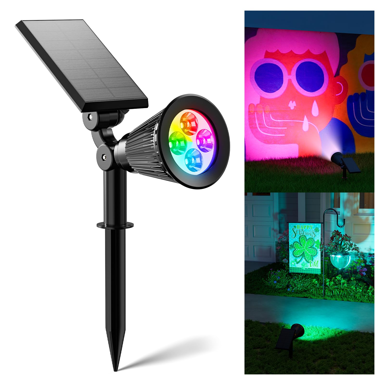 Color Changing Solar Spotlights Outdoor for Tree, Flower, Plant, Statue ...