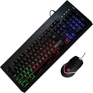 Amazon.com: Periphio Wired Gaming Keyboard and Mouse Combo RGB Backlit ...