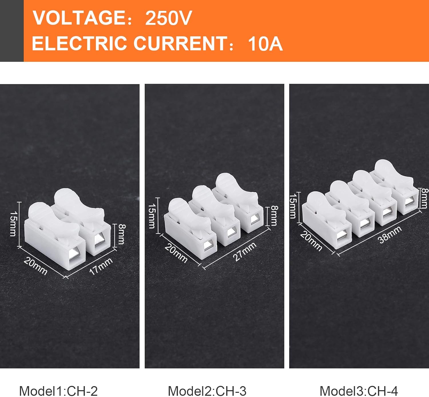 100 Pcs Spring Wire Connector CH2 CH3 CH4 Cable Connector Electrical ...