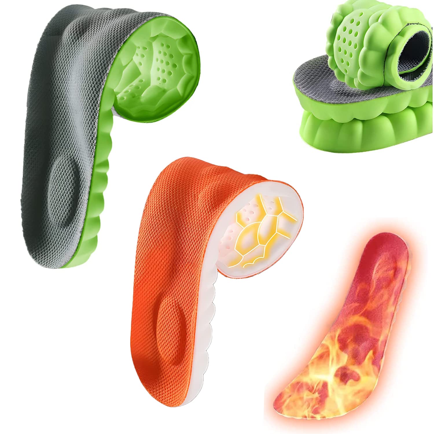 2 Pairs 4D Constant Temperature Comfort Starter U-Shape Insoles, 4D Memory Foam Insoles ...