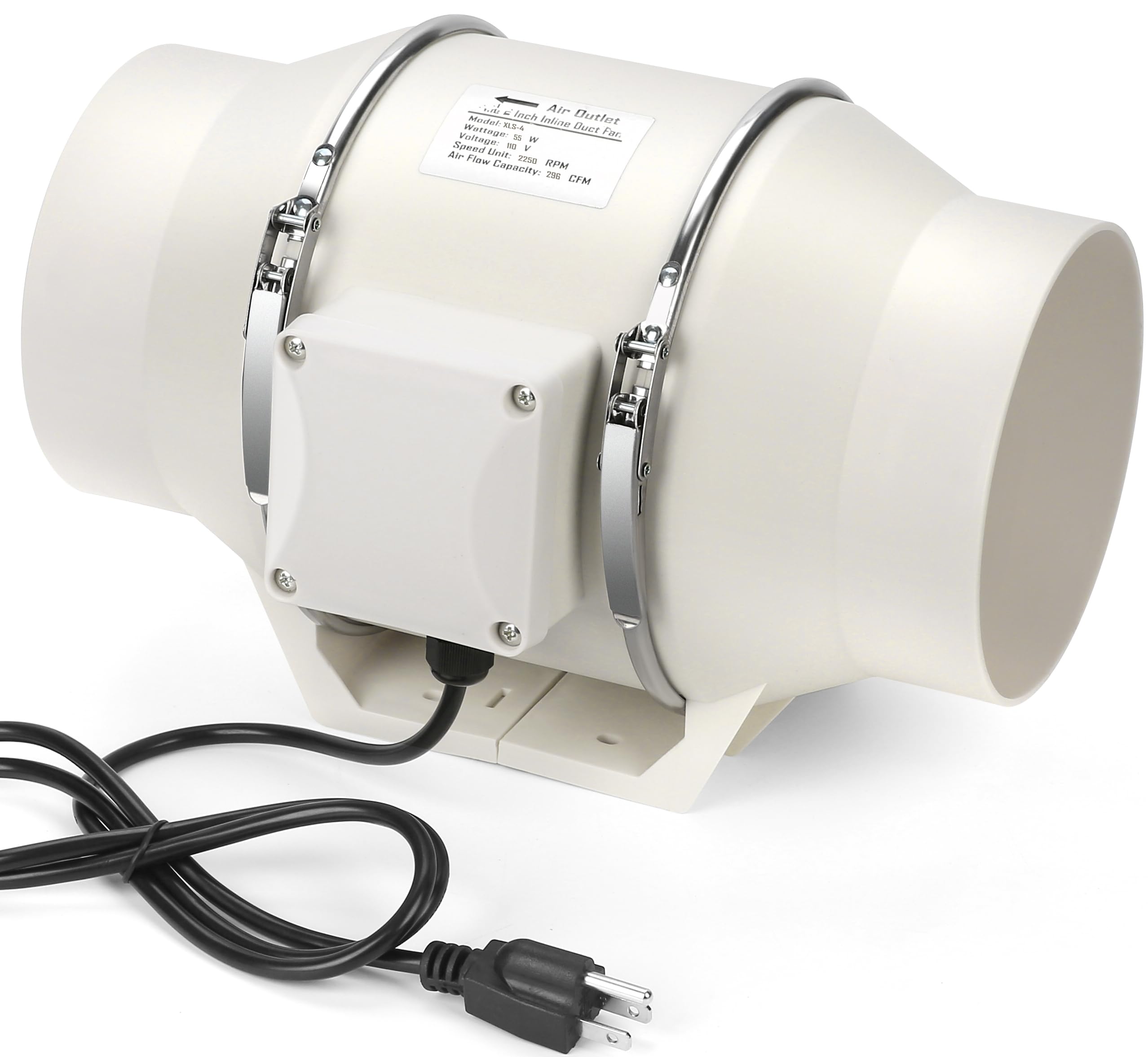 MEOZRI 4 Inch Duct Inline Ventilation Exhaust Fan 296 CFM Duct Intake ...