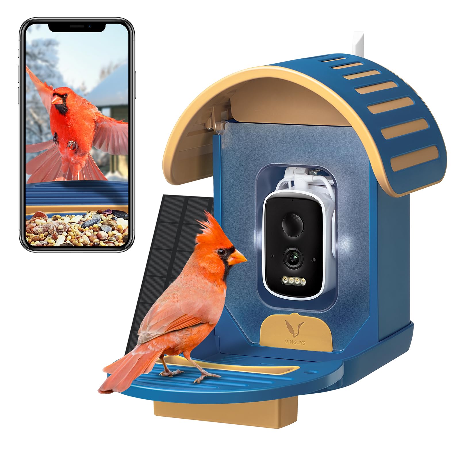 VINGUYS® Bird Feeder with Camera, Smart Bird Feeder AI Identifies ...