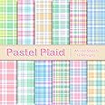 Amazon.com : Whaline 60Pcs Pastel Plaid Pattern Paper A5 Size 12 ...